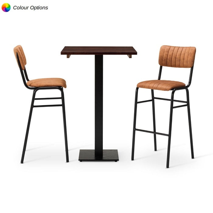 Bourbon Bar Table & Stools Set - Square 700mm Solid Wood